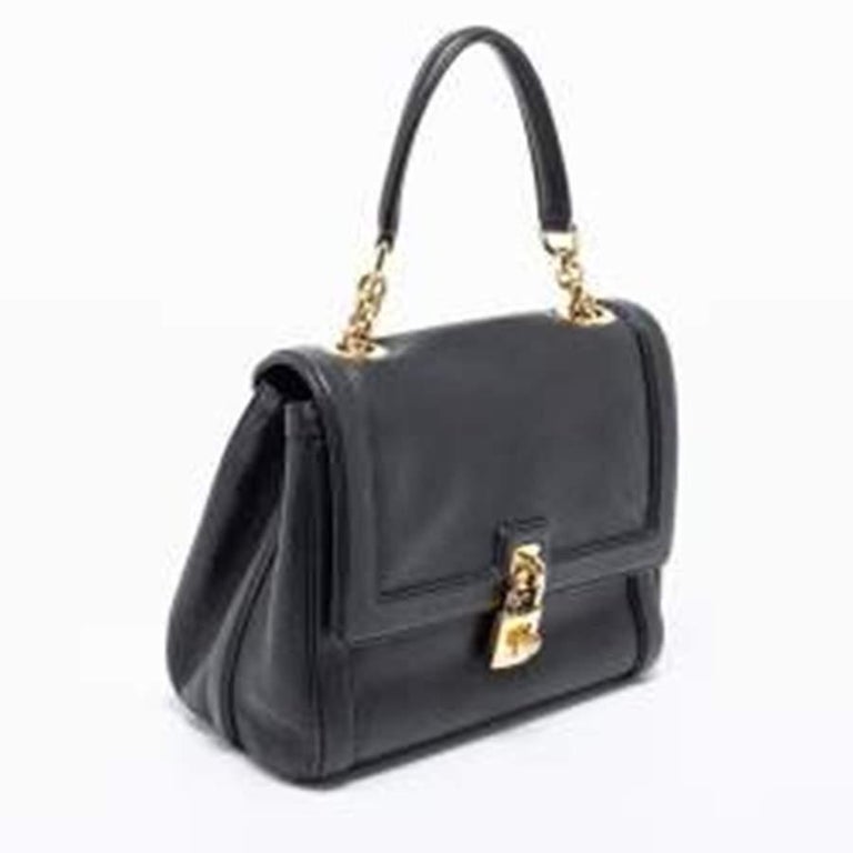 Dolce and Gabbana Black Leather Padlock Top Handle Bag For Sale at 1stDibs