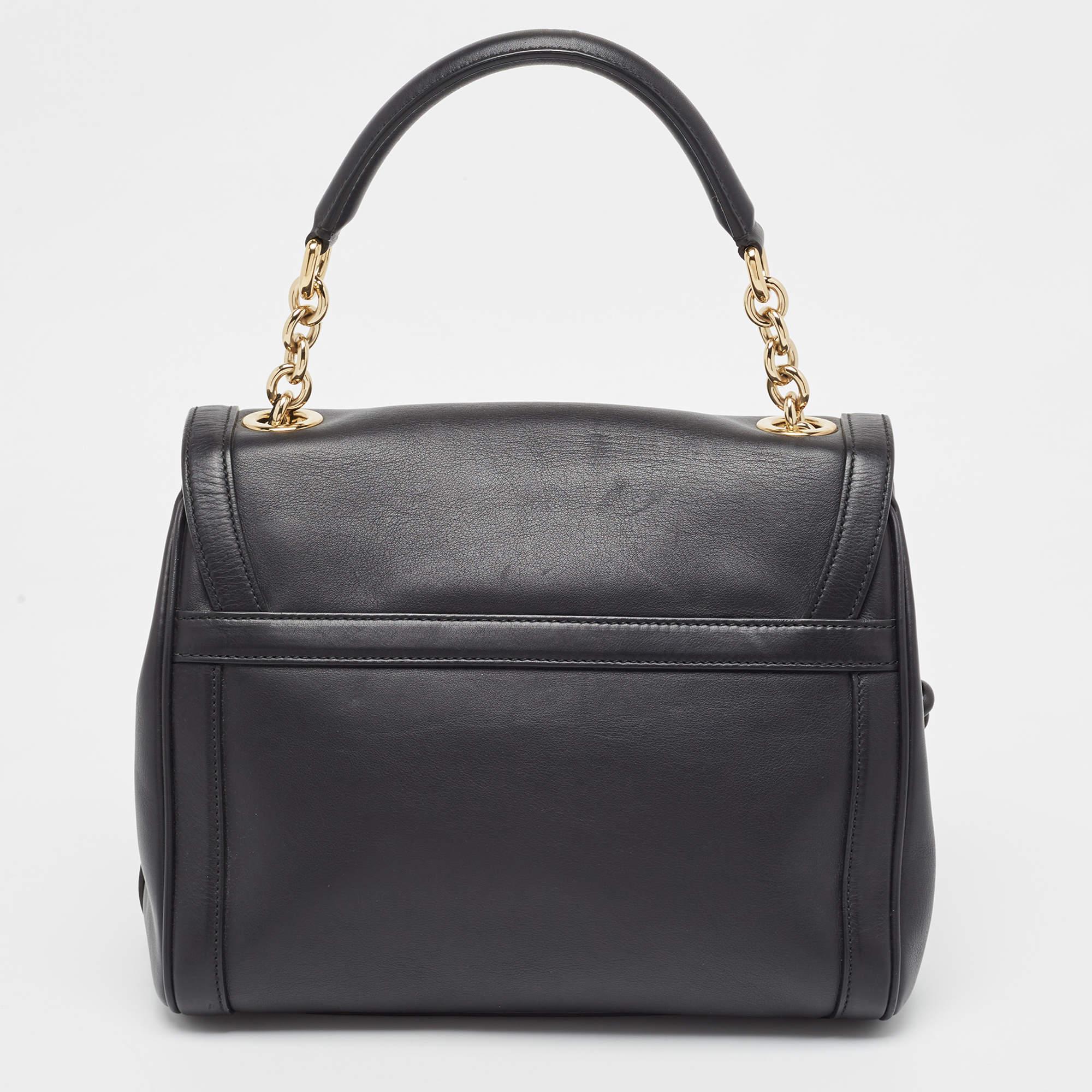 Dolce and Gabbana Black Leather Padlock Top Handle Bag at 1stDibs