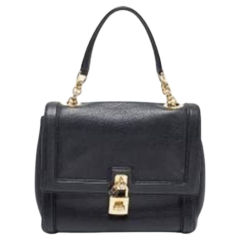 Dolce and Gabbana Black Leather Padlock Top Handle Bag For Sale at 1stDibs