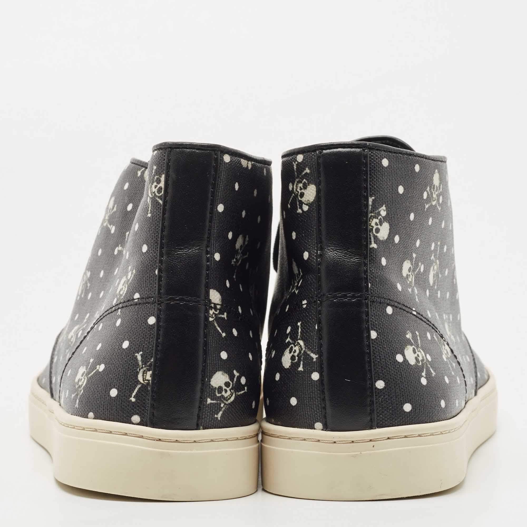 Dolce and Gabbana Black Leather Skull and Canvas Cross Bone Print High ...