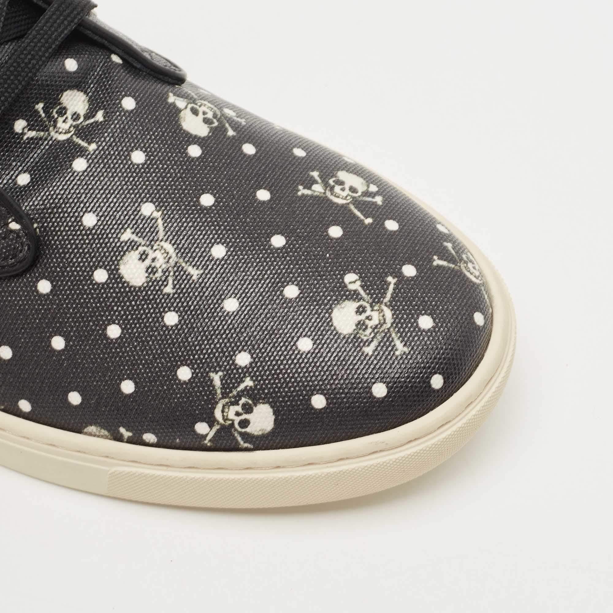 Dolce and Gabbana Black Leather Skull and Canvas Cross Bone Print High ...