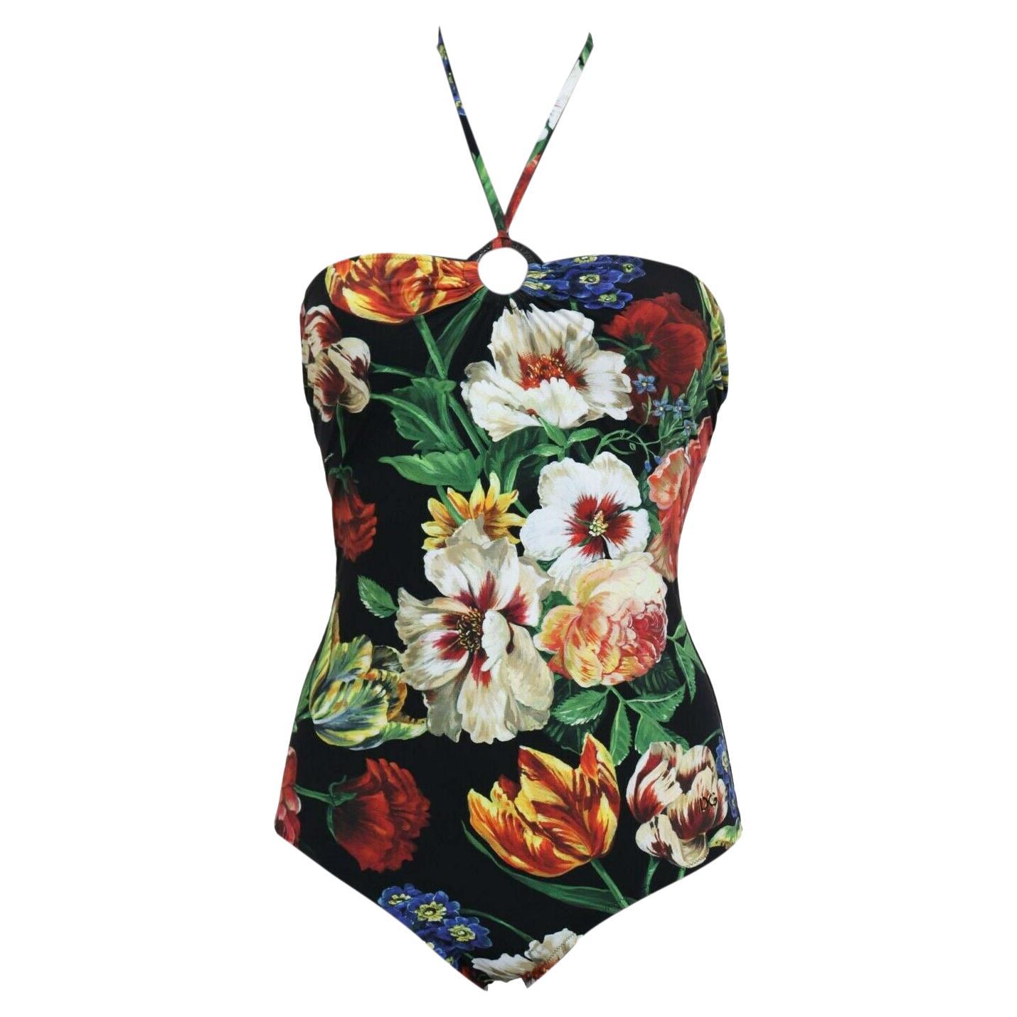 New Dolce And Gabbana Black Playing Card Print One Piece Bathing Suit