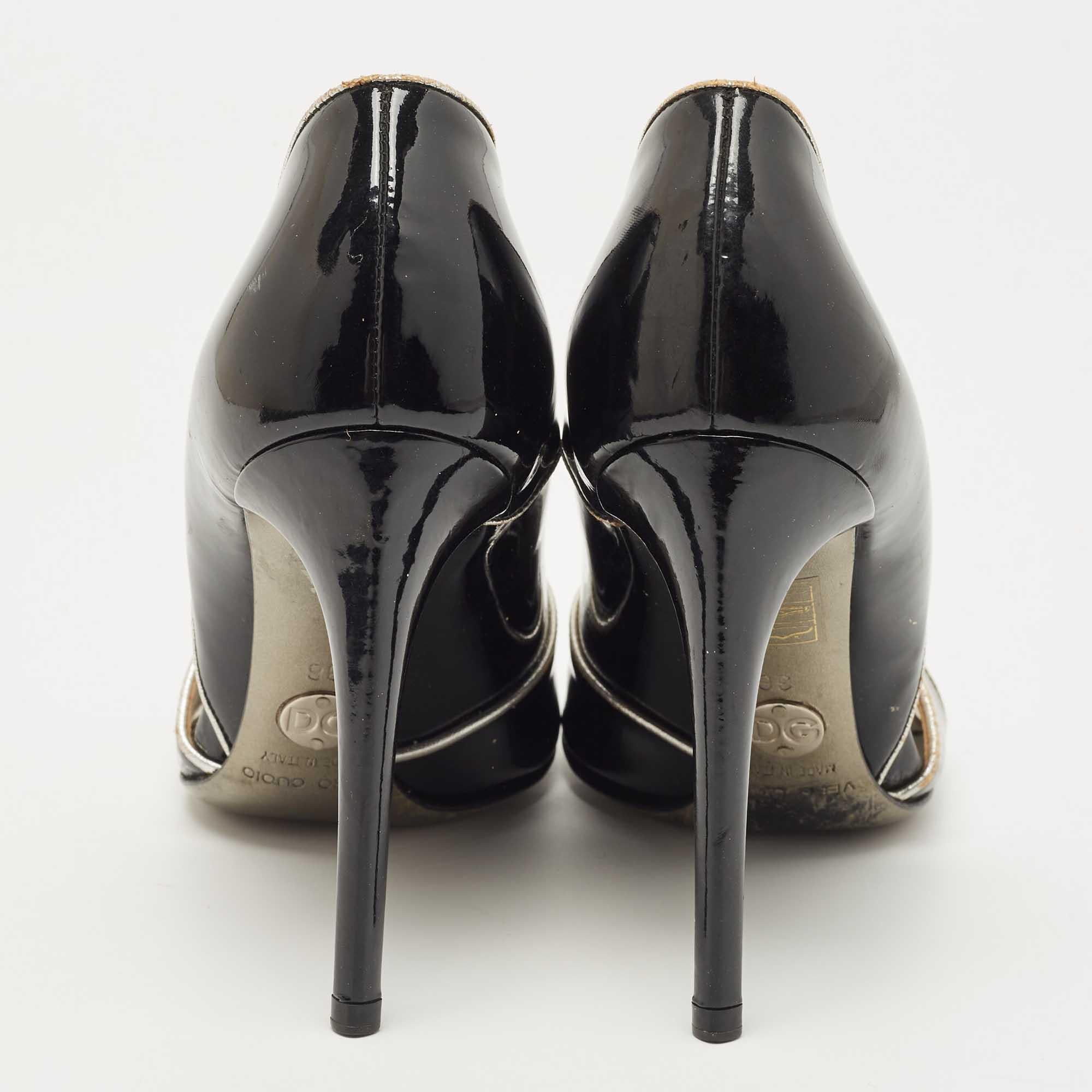 Dolce and Gabbana Black Patent Leather Peep Toe D'orsay Pumps Size 36 ...