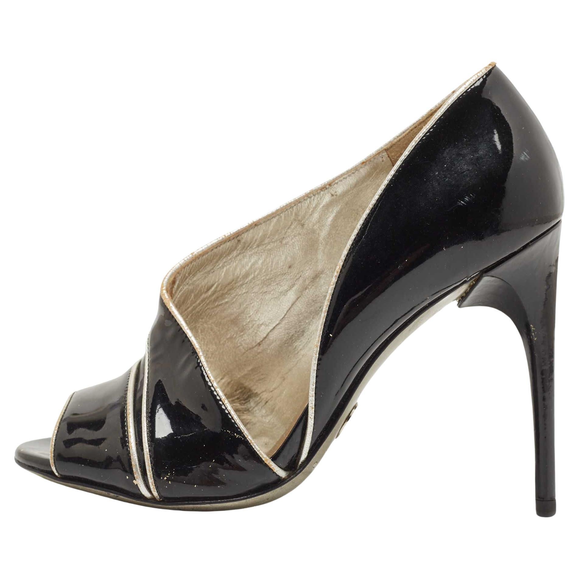 Dolce and Gabbana Black Patent Leather Peep Toe D'orsay Pumps Size 36 ...