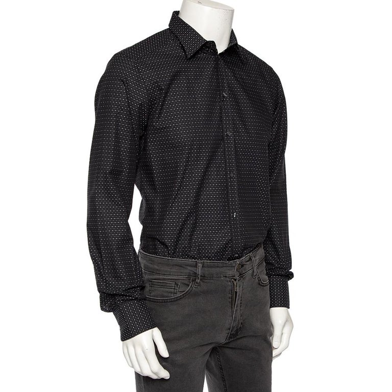 Dolce and Gabbana Black Patterned Cotton Gold Label Shirt M For Sale at ...