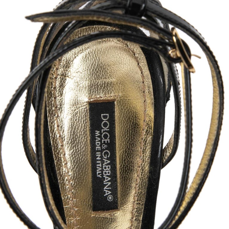 Dolce And Gabbana Black Pvc And Leather Strappy Sandals Size 37 For
