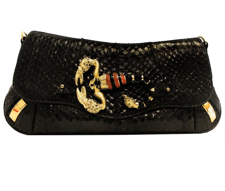 Dolce and Gabbana Black Python Zodiac Collection W/ Scorpion Brooch at ...