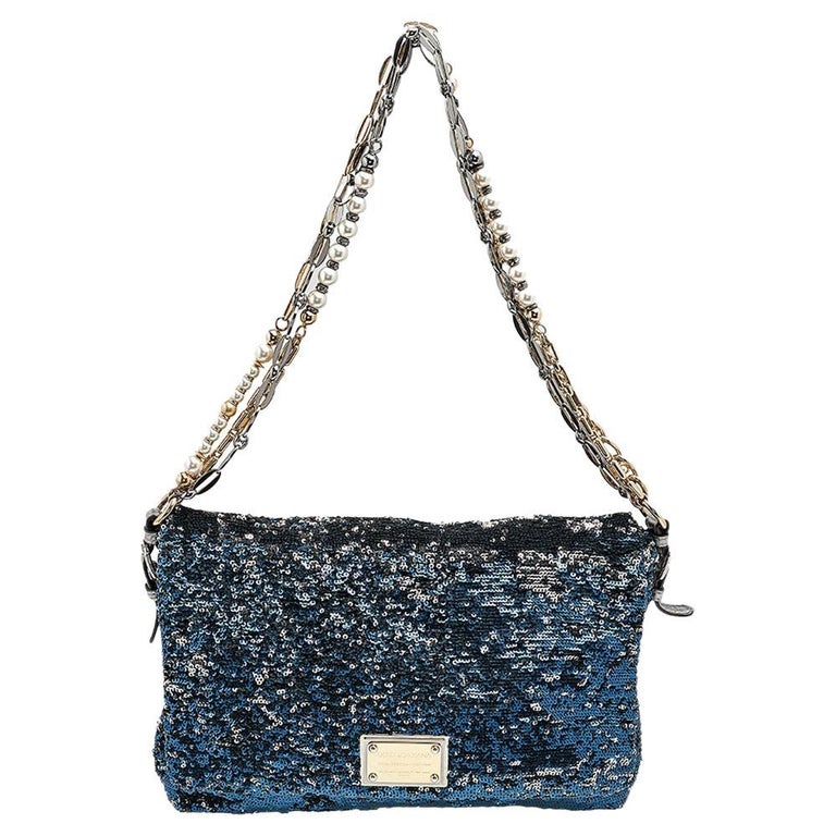 Dolce and Gabbana Black Sequins Miss Charles Shoulder Bag For Sale at ...