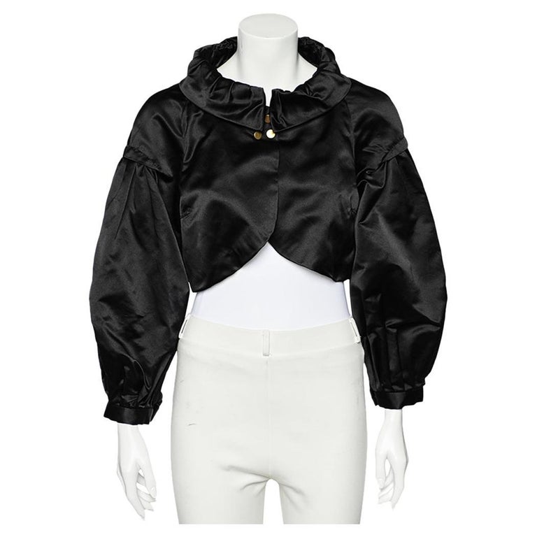 Dolce and Gabbana Black Silk Satin Ruffled Neck Bolero M For Sale at ...