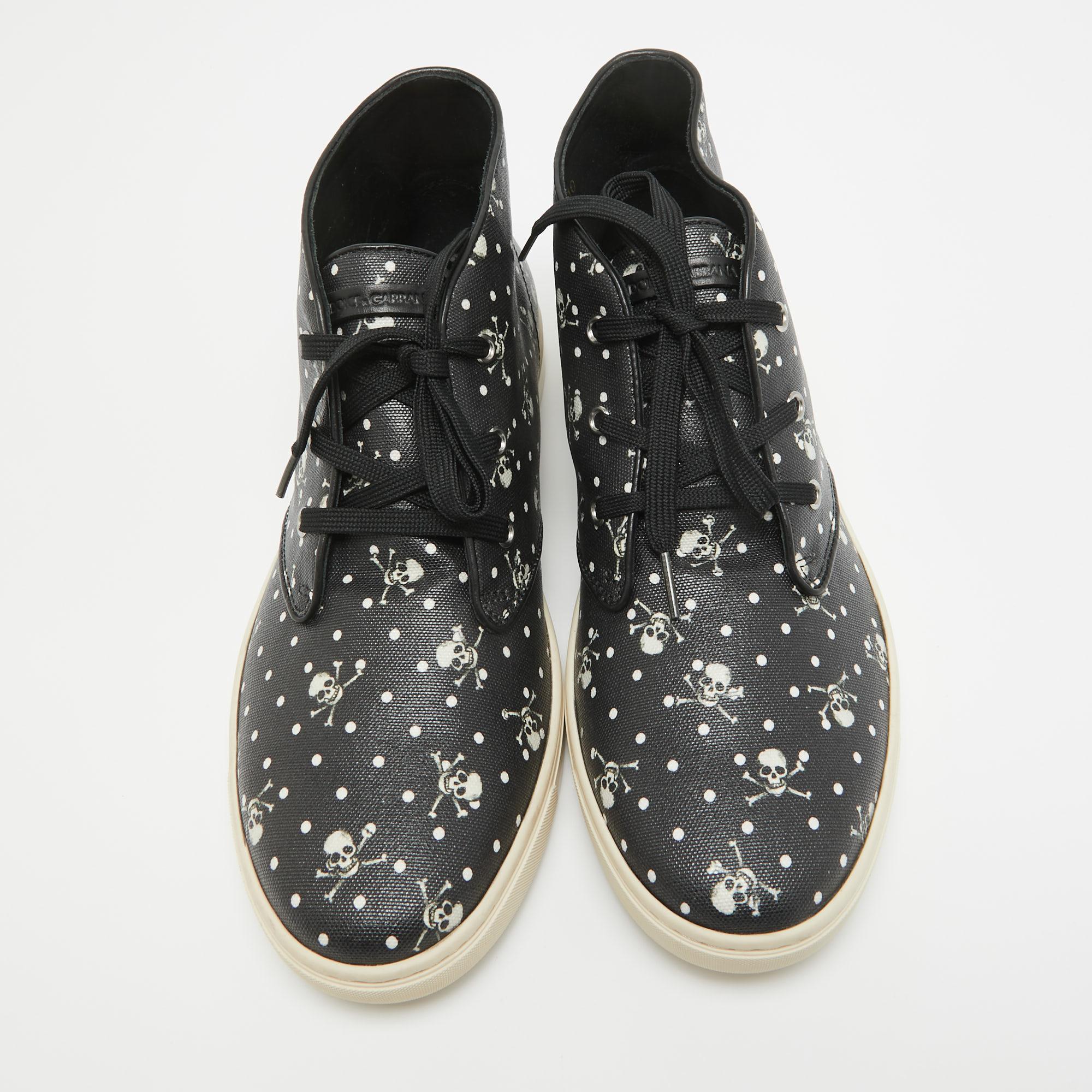 Dolce and Gabbana Black Skull and Crossbone Print Canvas High Top ...