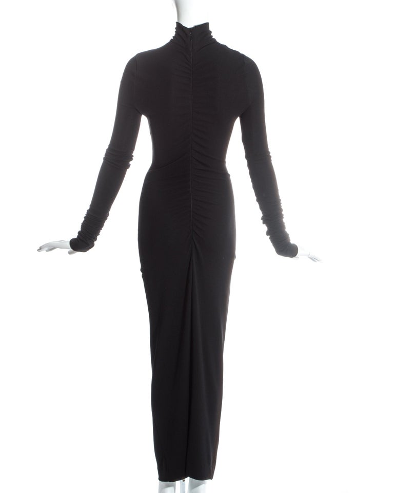 Dolce And Gabbana Black Spandex Figure Hugging Maxi Dress With Cut Out