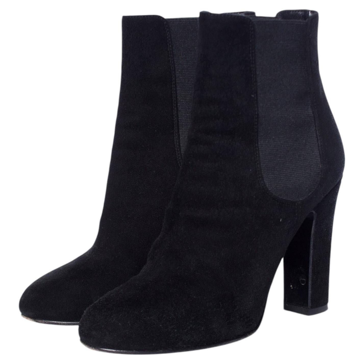 SAINT LAURENT black suede 2025 THEO CHELSEA Boots Shoes 39 For Sale at ...