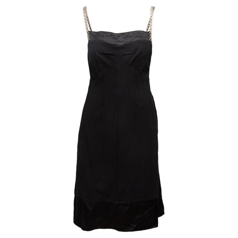 Dolce and Gabbana Black Virgin Wool Chain-Link Strap Dress For Sale at ...