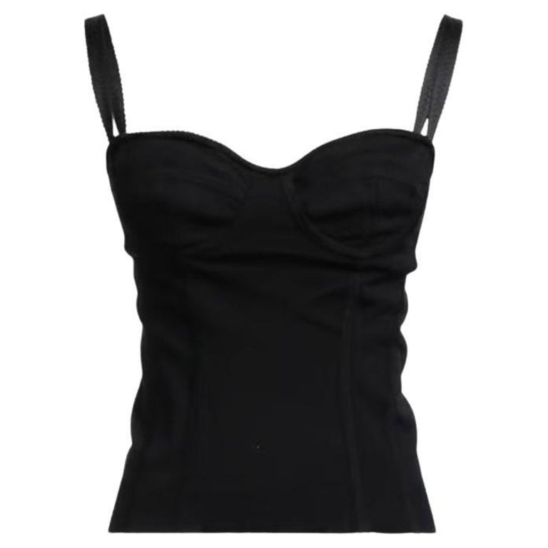 Dolce and Gabbana Black Viscose Corset Bustier Sleeveless Short Cropped ...