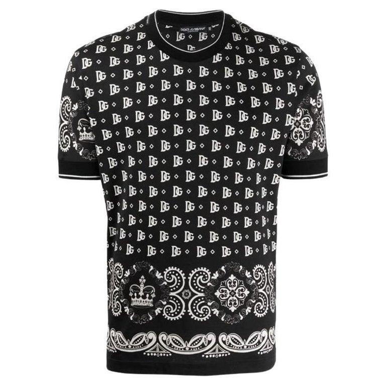 Dolce and Gabbana Black White Cotton T-Shirt Shirt With DG Logo Print ...