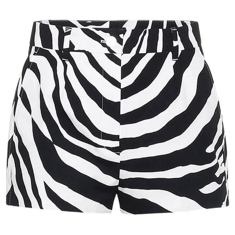Dolce and Gabbana Black White Cotton Zebra Casual Shorts Mini Hot Pants ...