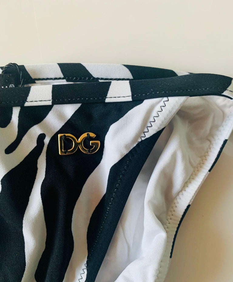 Dolce and Gabbana Black White Zebra Strings Bikini Swimsuit Swimwear ...