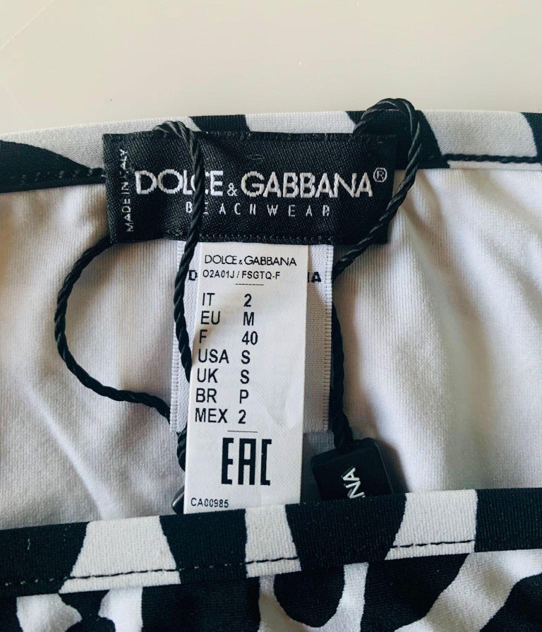 Dolce and Gabbana Black White Zebra Strings Bikini Swimsuit Swimwear ...