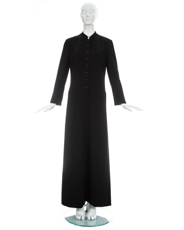 Dolce and Gabbana black wool full length button-up priest coat, fw 1997 ...