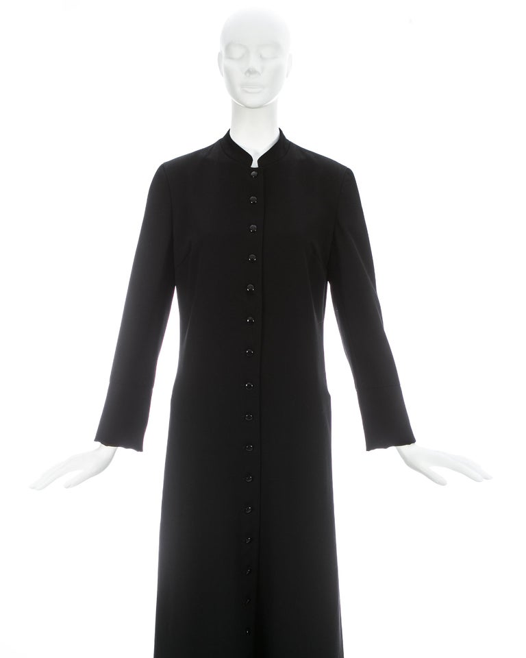 Dolce and Gabbana black wool full length button-up priest coat, fw 1997 ...