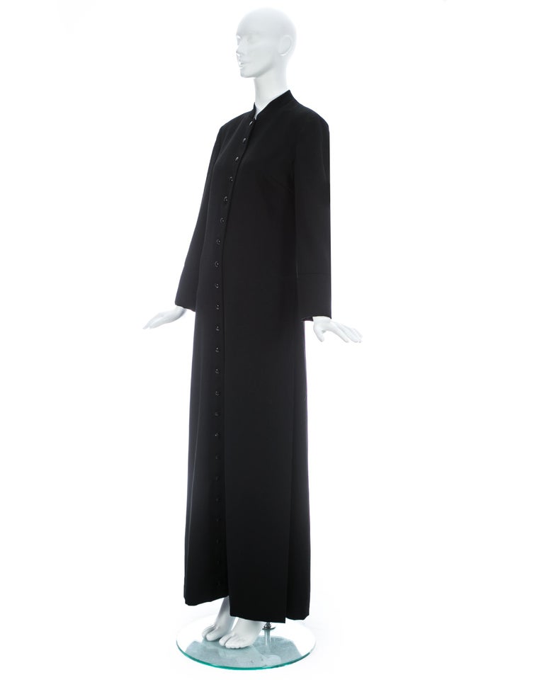 Dolce and Gabbana black wool full length button-up priest coat, fw 1997 ...