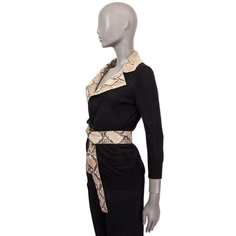 DOLCE and GABBANA black wool PYTHON TRIM Wrap Cardigan Sweater 40 S For ...