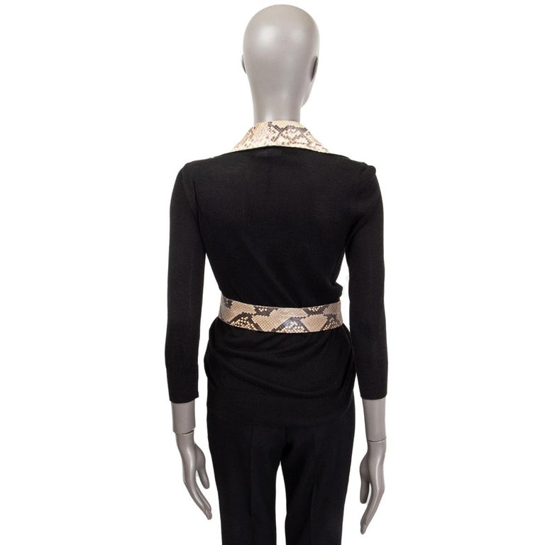DOLCE and GABBANA black wool PYTHON TRIM Wrap Cardigan Sweater 40 S For ...