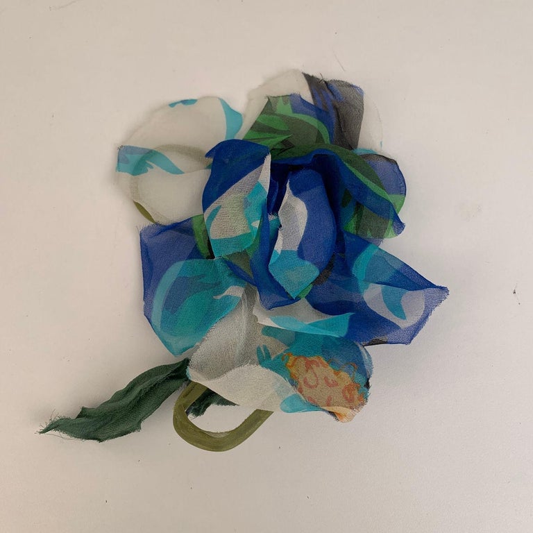 Dolce and Gabbana Blue Chiffon Silk Flower Brooch Pin For Sale at ...
