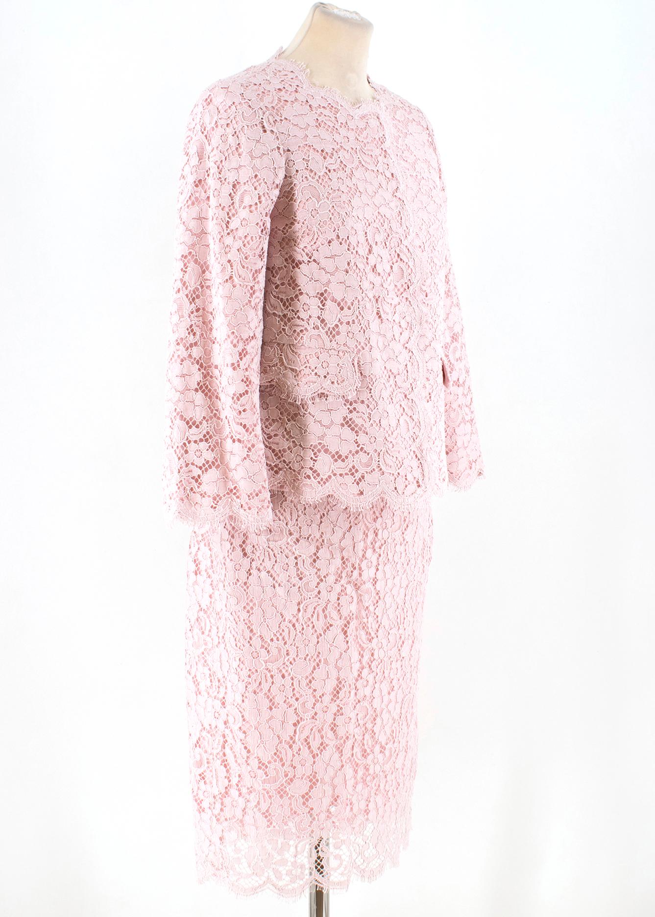 Dolce and Gabbana Blush Pink Lace Jacket and Skirt Set US 2 For Sale at ...
