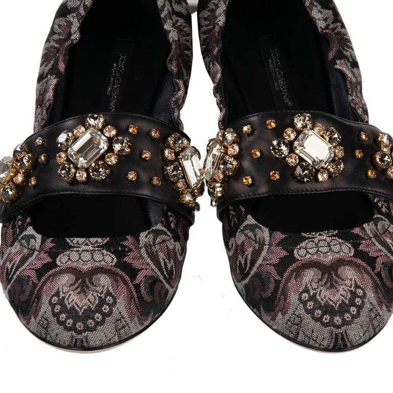 Dolce and Gabbana - Brocade Ballet Flats VALLY with Crystals 38.5 For ...