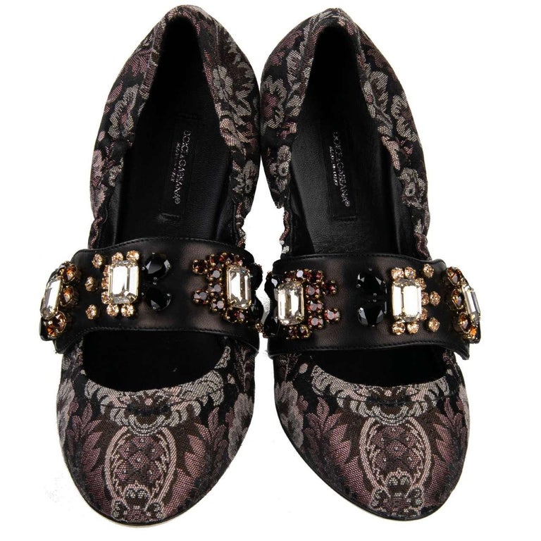 Dolce and Gabbana - Brocade Ballet Flats VALLY with Crystals 38.5 For ...