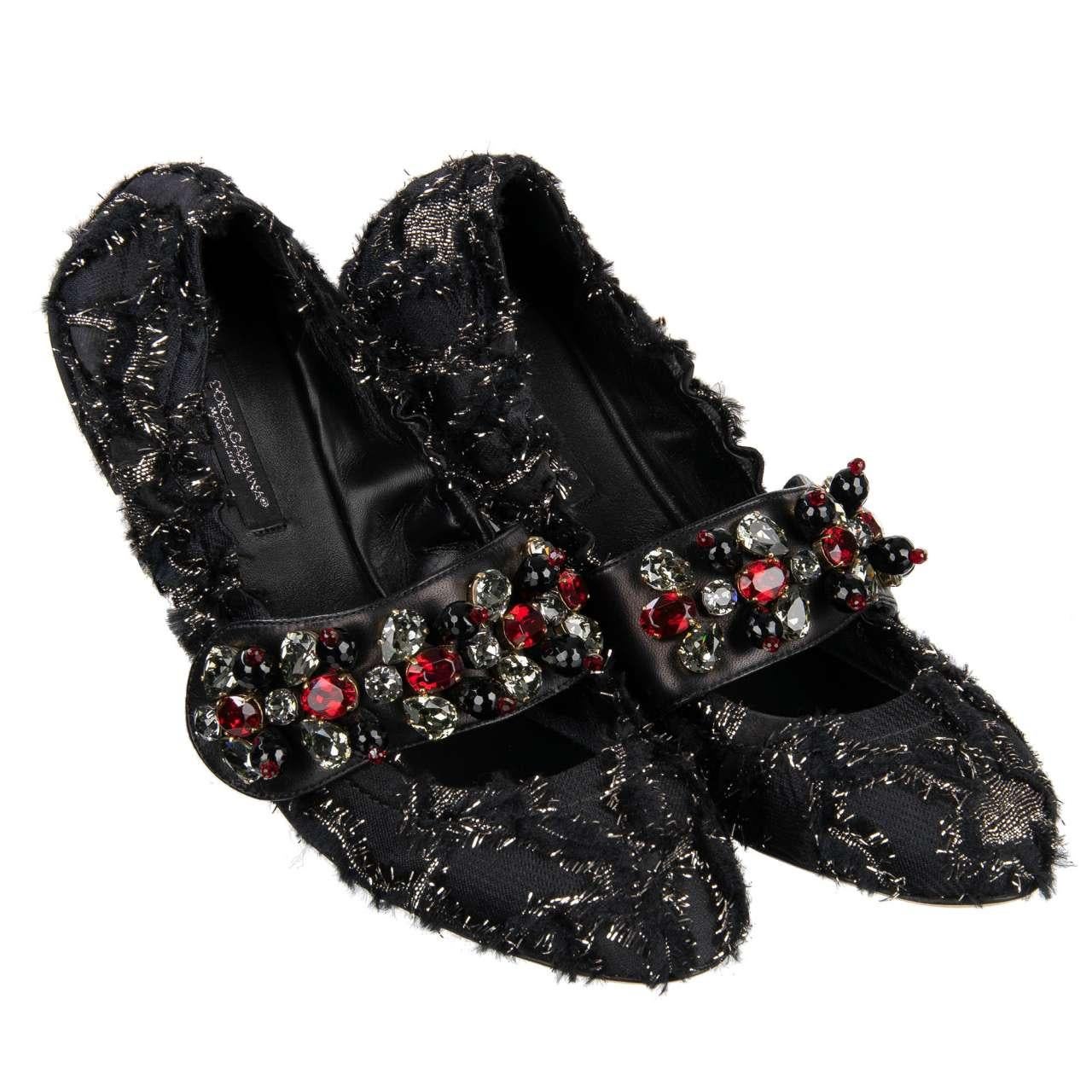 Dolce and Gabbana - Brocade Ballet Flats VALLY with Crystals EUR 38 For ...
