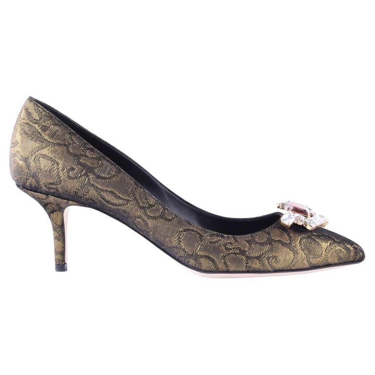 Dolce and Gabbana - Brocade Pumps BELLUCCI Khaki For Sale at 1stDibs