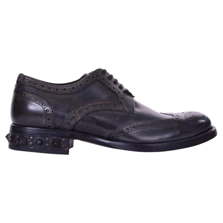 Dolce and Gabbana - Brogue Shoes with Studs Khaki For Sale at 1stDibs