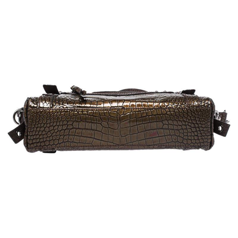 Dolce and Gabbana Brown Croc Embossed Patent Leather Miss Easy Way ...