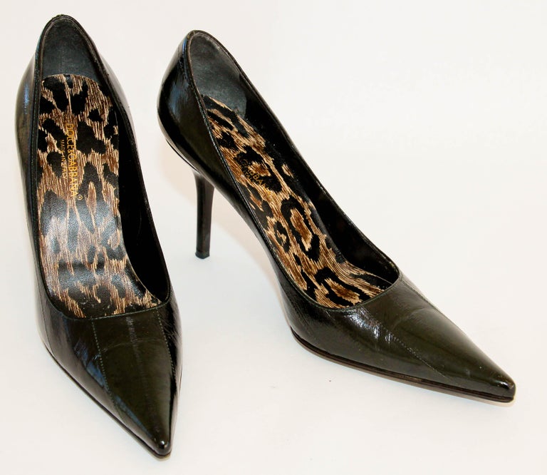 Dolce and Gabbana Brown Eel Pumps Size: 39 EU For Sale at 1stDibs