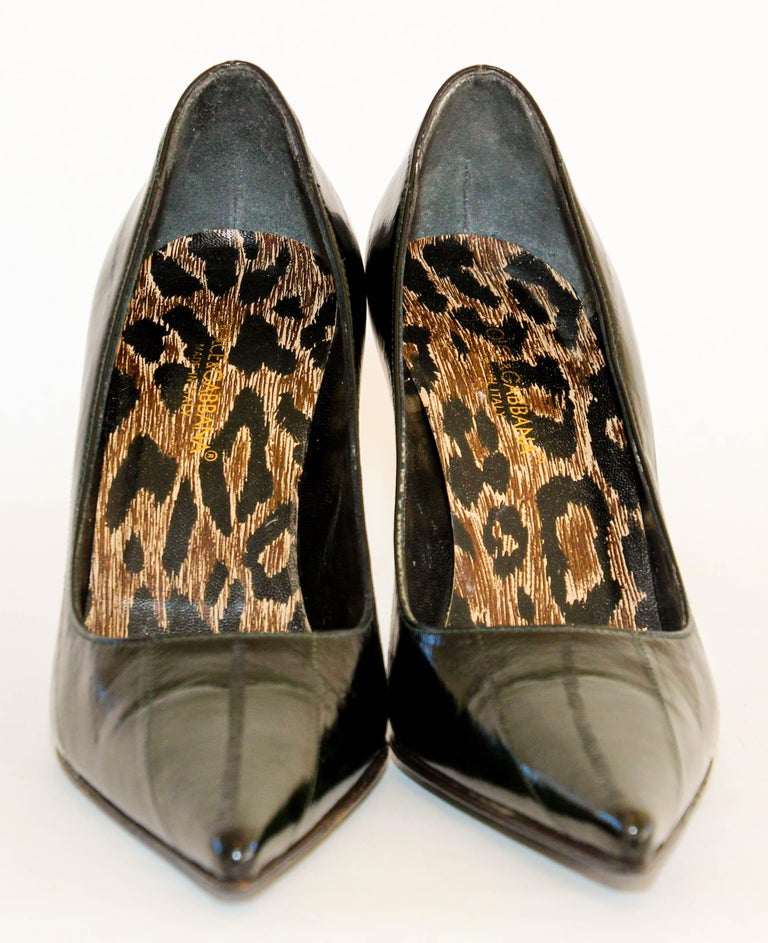 Dolce and Gabbana Brown Eel Pumps Size: 39 EU For Sale at 1stDibs