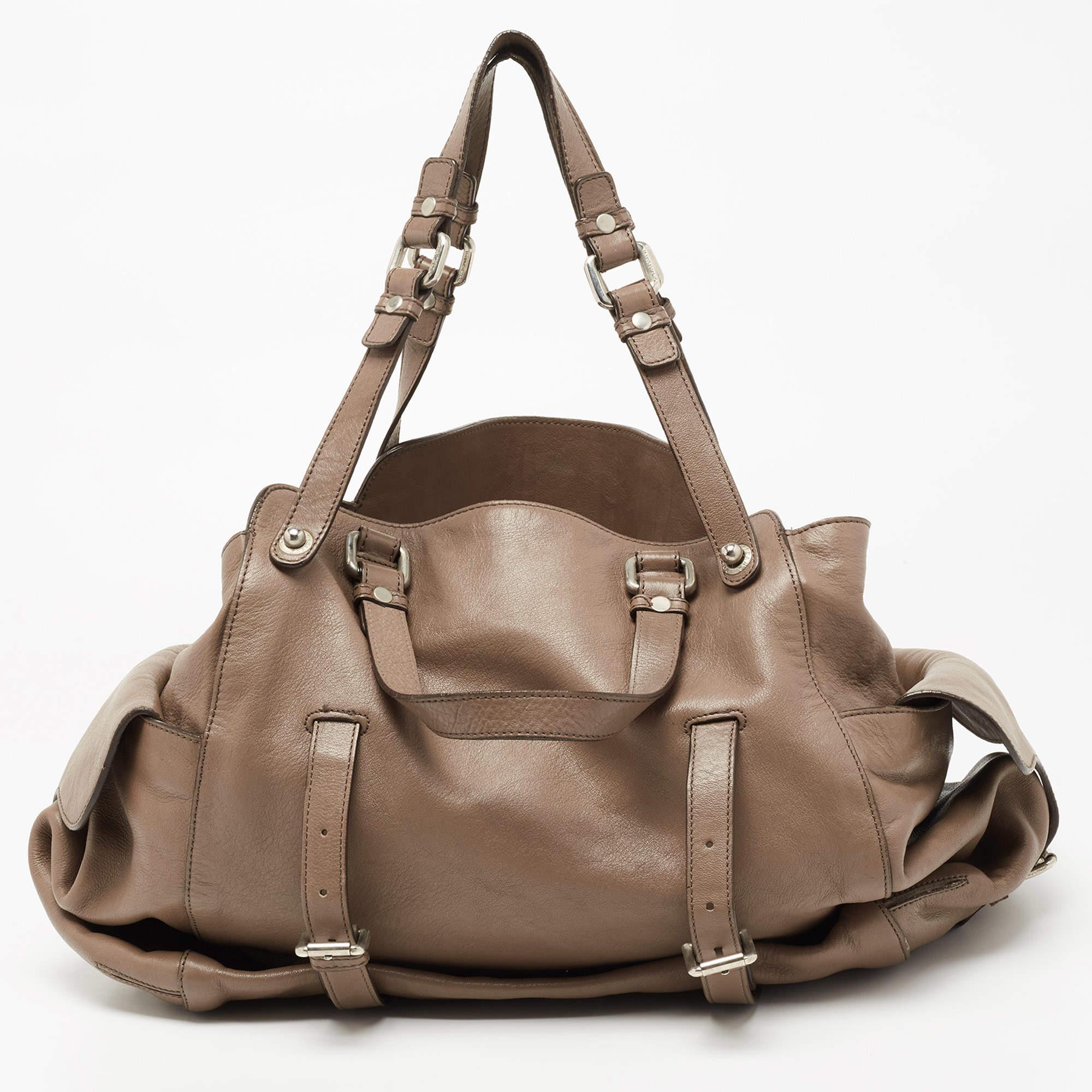 Dolce and Gabbana Brown Leather Miss Forever Tote For Sale at 1stDibs