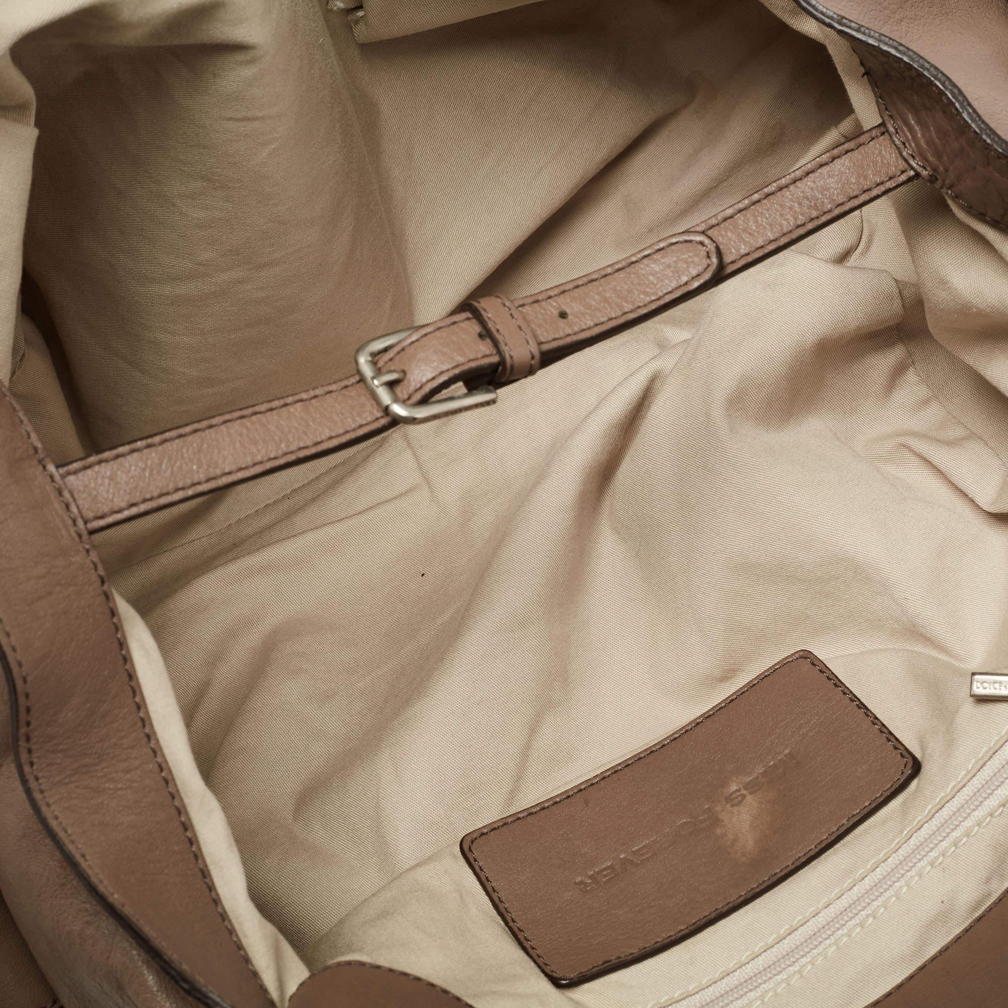 Dolce and Gabbana Brown Leather Miss Forever Tote For Sale at 1stDibs