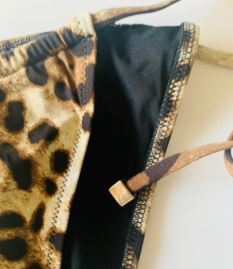 Dolce and Gabbana Brown Leopard Strings Bikini Swimsuit Swimwear ...