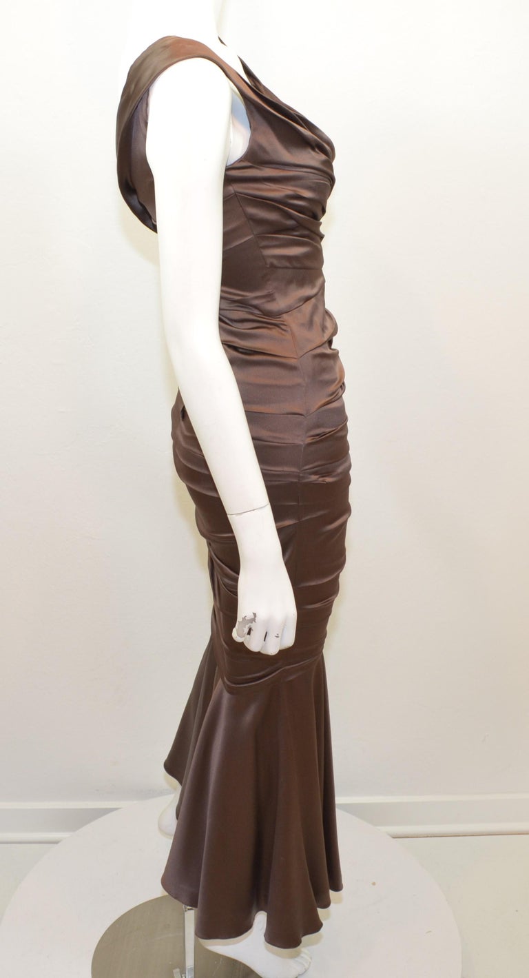 Dolce and Gabbana Brown Ruched Dress at 1stDibs