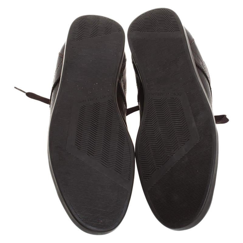 Dolce And Gabbana Brown Suede And Leather Low Top Sneakers Size 44 For