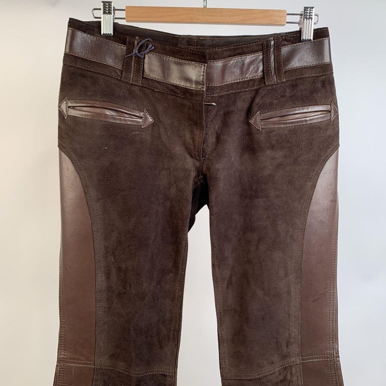 Dolce And Gabbana Brown Suede And Leather Pants Trousers At 1stdibs