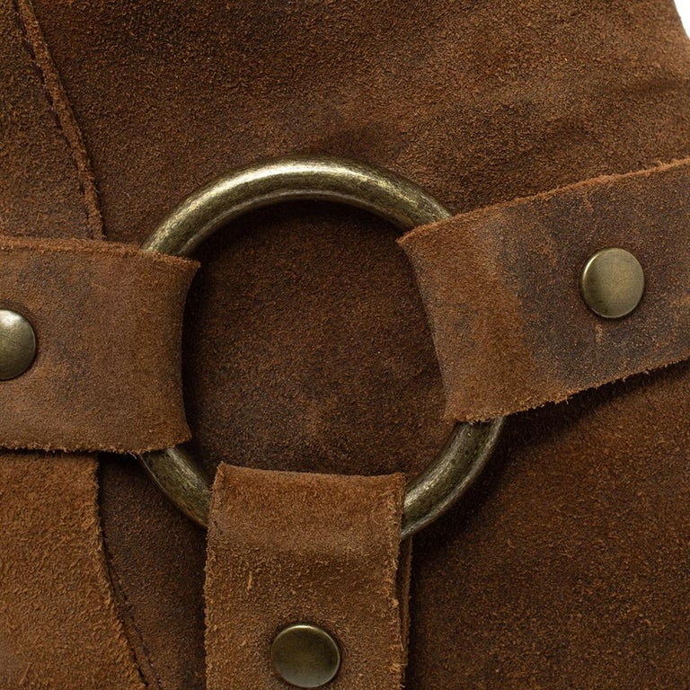 Dolce and Gabbana Brown Suede Wedge Knee High Boots Size 38 at 1stDibs ...