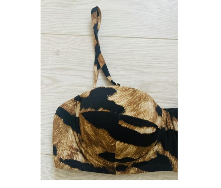 Dolce and Gabbana Brown Tiger Bikini Swimsuit Swimwear Beachwear Bows ...