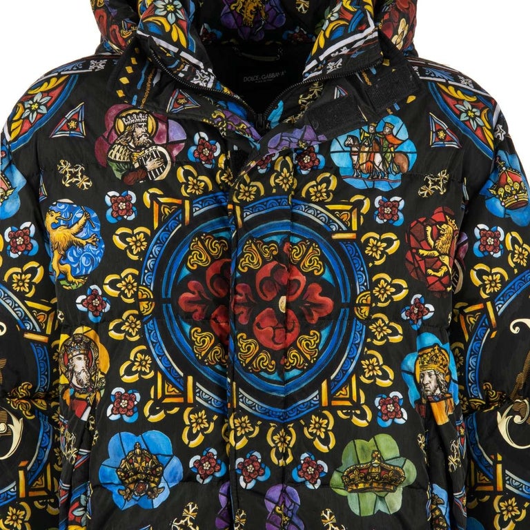 Dolce and Gabbana Carolus Magnus Printed Down Bomber Jacket with Hoody ...
