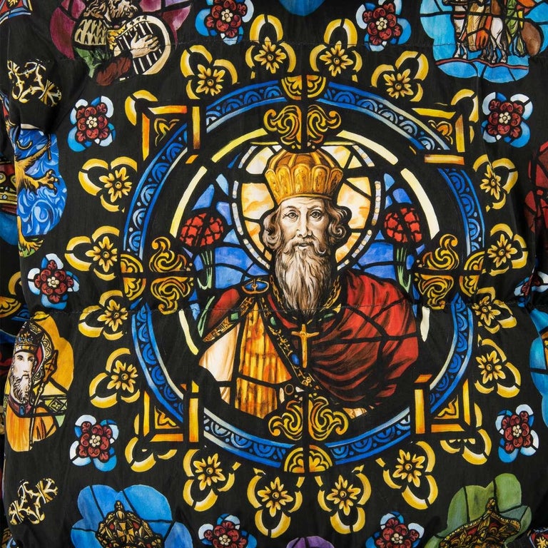 Dolce and Gabbana Carolus Magnus Printed Down Bomber Jacket with Hoody ...