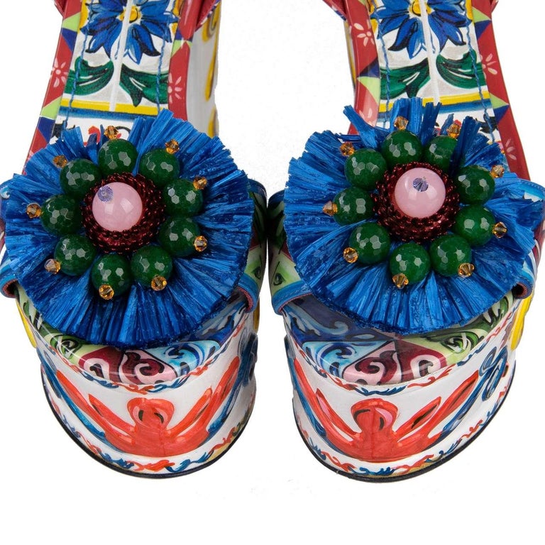 Dolce and Gabbana - Carretto Majolica Plateau Sandals For Sale at 1stDibs