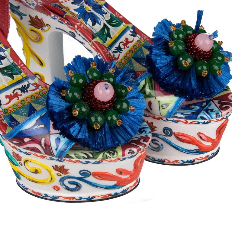 Dolce and Gabbana - Carretto Majolica Plateau Sandals For Sale at 1stDibs