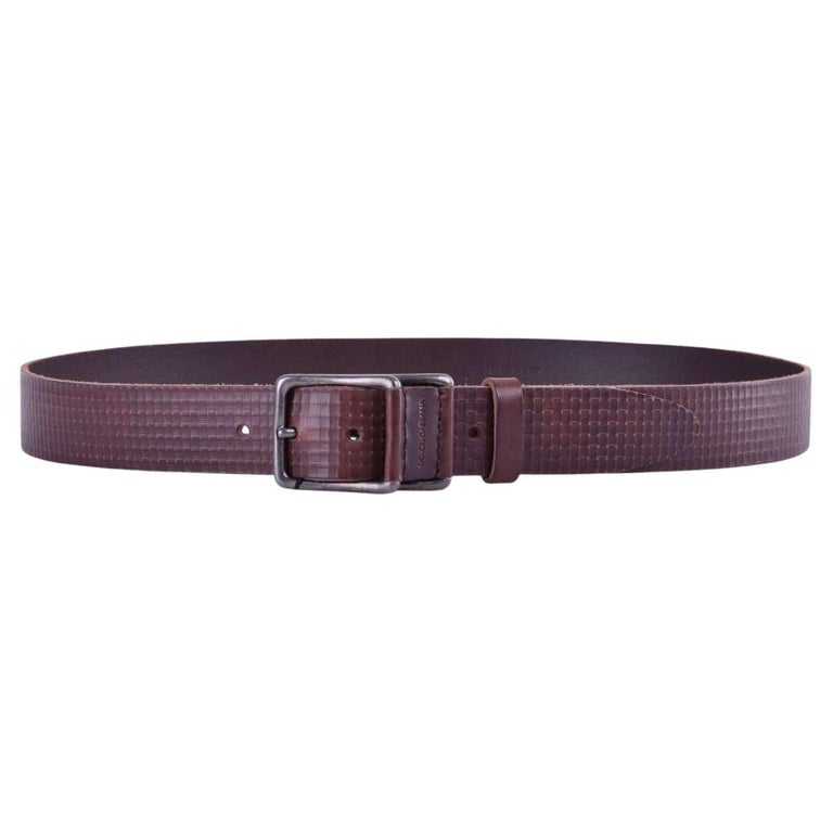 Dolce and Gabbana - Check Print Leather Belt Brown 110 / Men For Sale ...